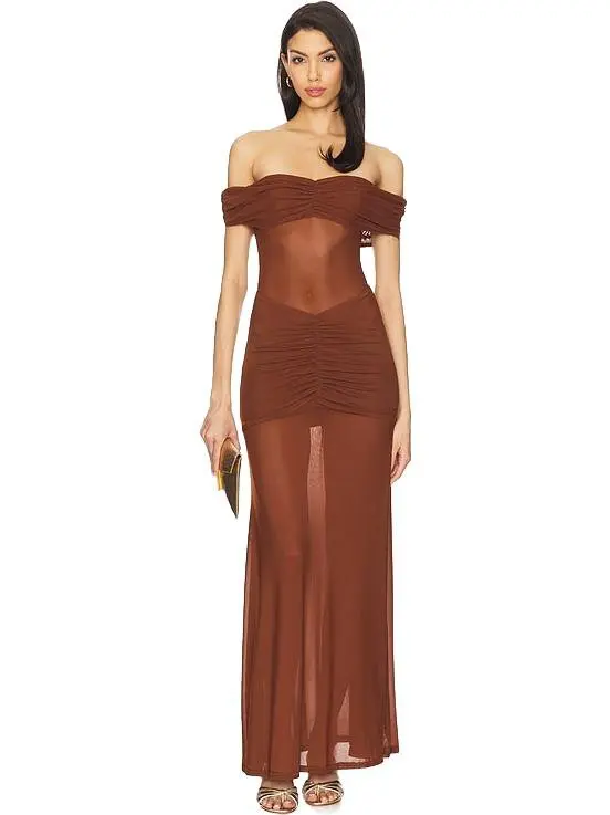 RUNAWAY THE LABEL Meila Maxi Dress - Espresso