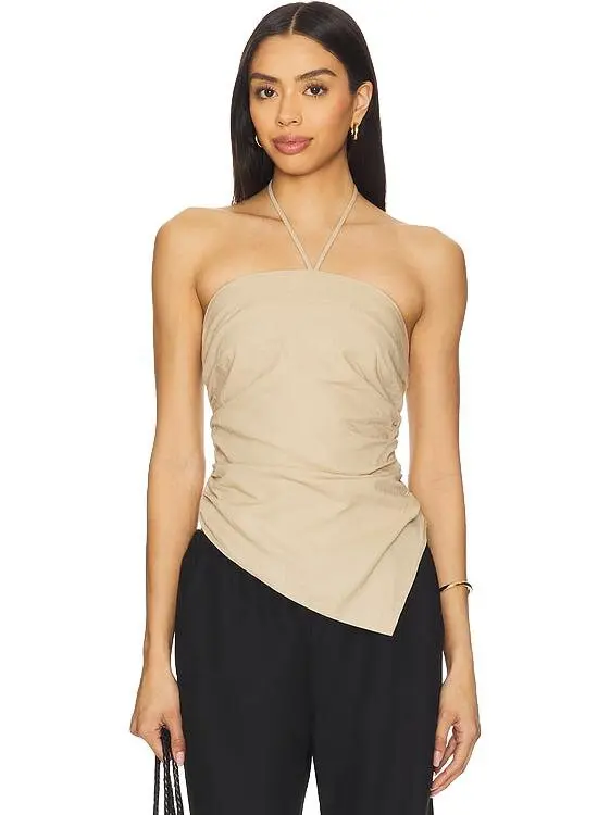 Onia Air Linen Asymmetrical Halter Top - Jute