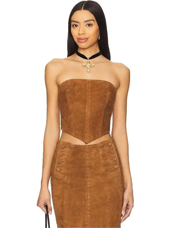 UNDERSTATED LEATHER Handkerchief Leather Top - Brown