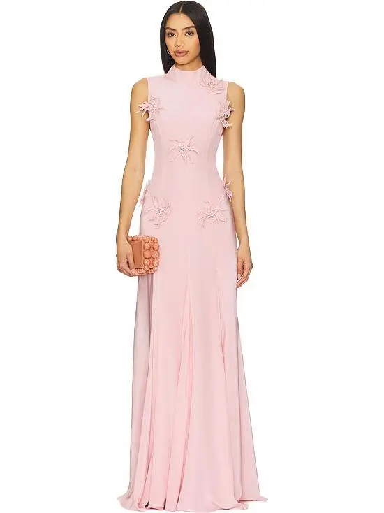 LA FUORI Backless Maxi Dress - Ostrich Feather Pink