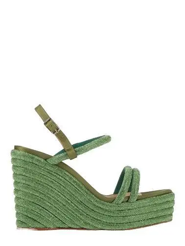 CastaÑer Wedge Ankle Strap Sandals - Green