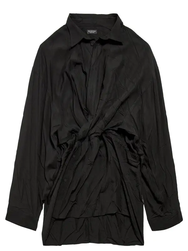 Balenciaga Lyocell Shirt Mini Dress - Black