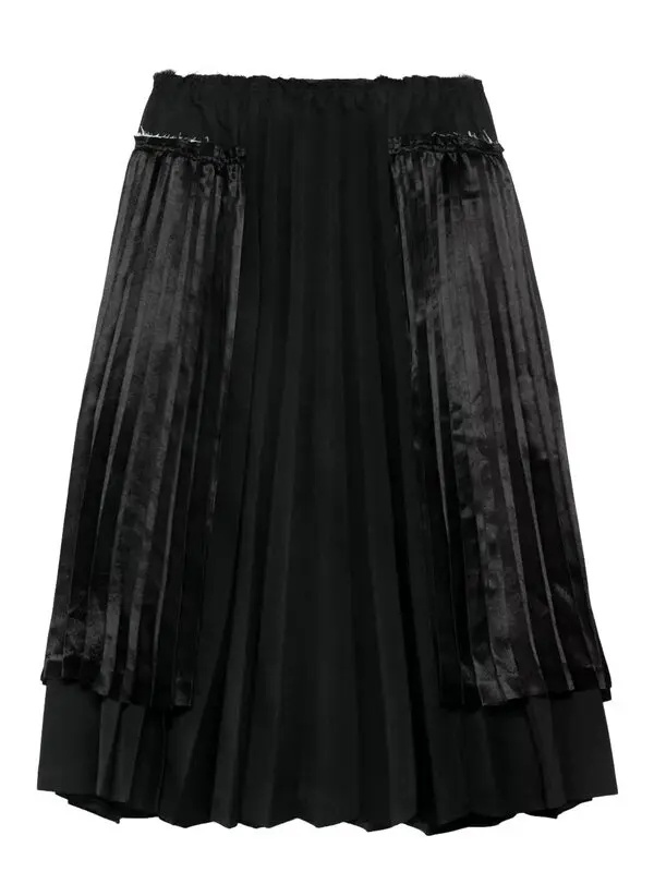 BLACK COMME DES GARÇONS Pleated Midi Skirt - Black