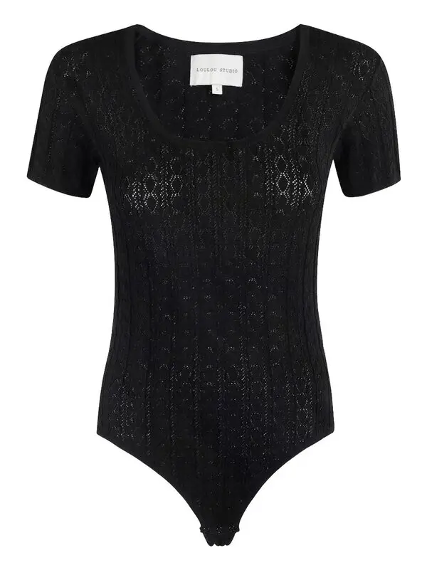 Loulou De Saison Short-sleeve Knitted Bodysuit - Black