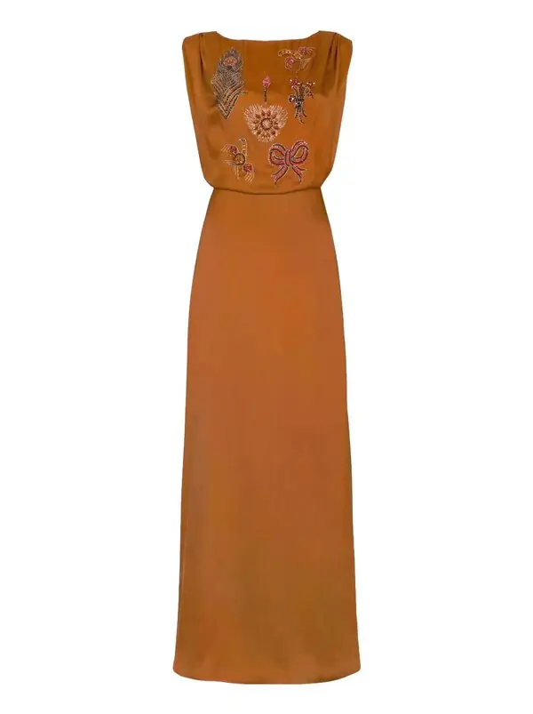 TEMPERLEY LONDON Adalina Beaded Maxi Dress - Orange