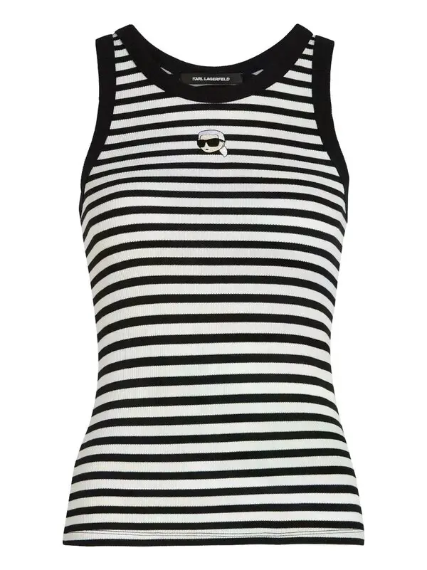 Karl Lagerfeld Ikon Ribbed Tank Top - White