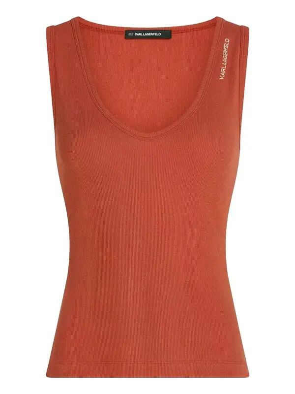 Karl Lagerfeld Ribbed V-neck Tank Top - Orange