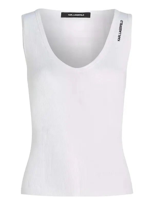Karl Lagerfeld Ribbed Tank Top - White