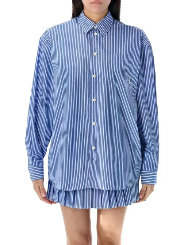 SPORTY & RICH Cotton Striped Shirt - Blue