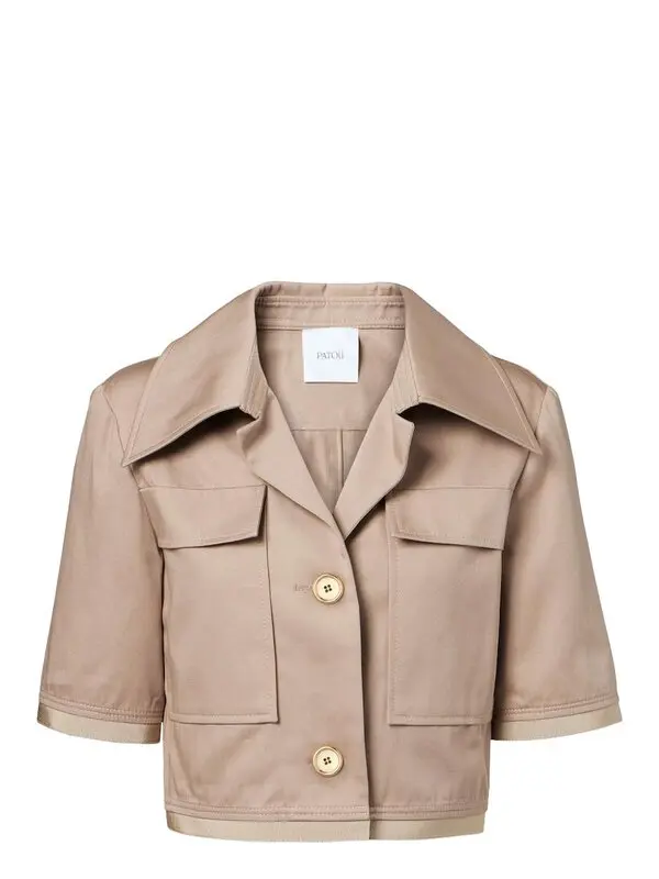 PATOU Cropped Cotton Gabardine Jacket - Beige