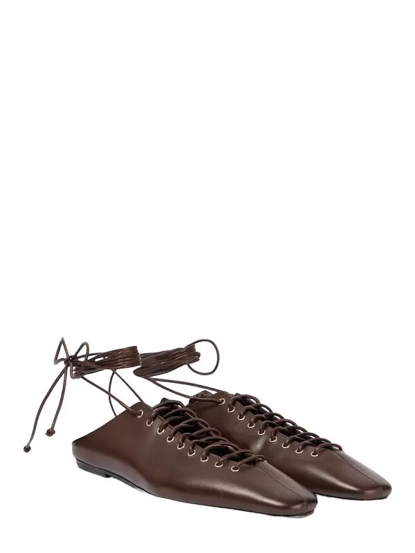 Dries Van Noten Leather Lace-up Flats - Brown