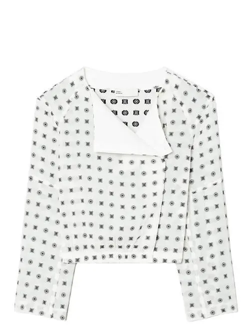 Tory Burch Jacquard Wrap Top - Marshmallow Nothing Ditsy