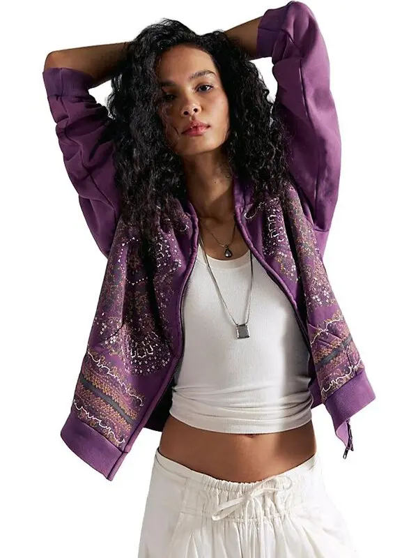 FOUND Motif Zip-up Hoodie - Washed Purple