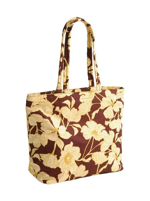 VERA BRADLEY Original Zip Tote Bag - Brown/yellow