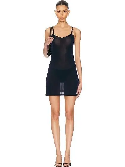 PRISCAVERA Studded V Neck Cami Dress - Navy