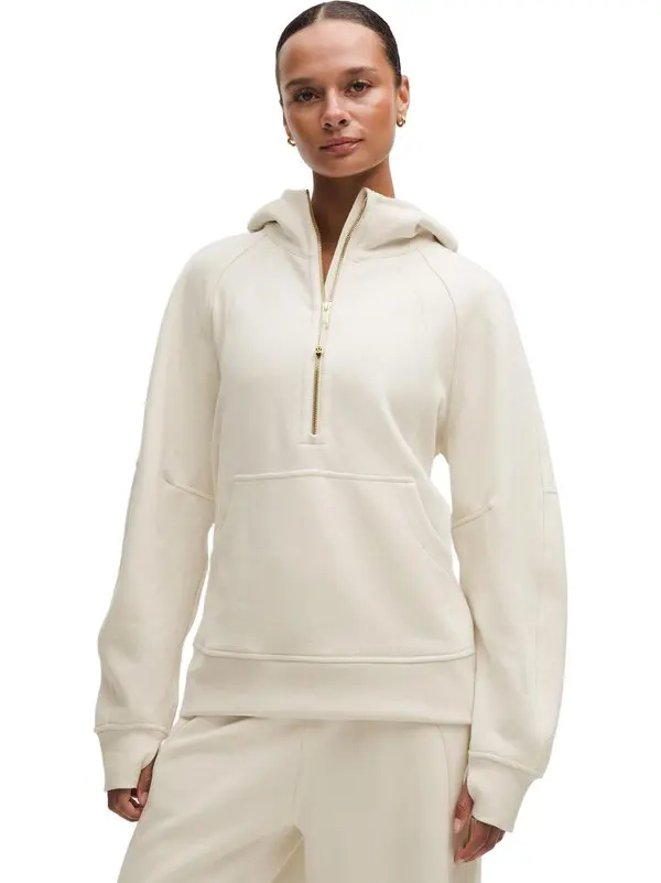 Lululemon Scuba Oversized Half-zip Hoodie - Light Ivory/gold