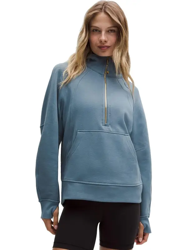Lululemon Scuba Oversized Half-zip Hoodie - Steel Blue/gold