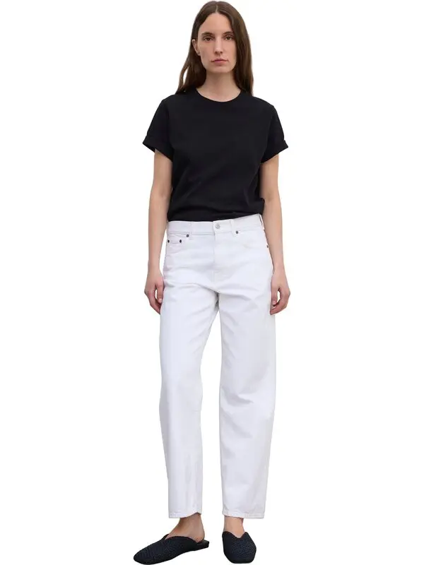 HOUSE OF DAGMAR Cropped Straight Leg Jeans - White