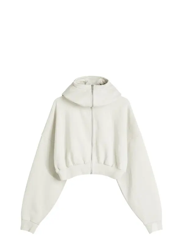 ENTIRE STUDIOS Cropped Full Zip Hoodie - Rice