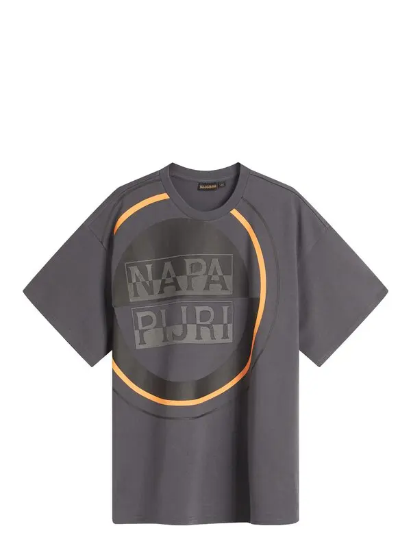 NAPAPIJRI Premium Macro Dimension Print T-shirt - Dark Grey Solid