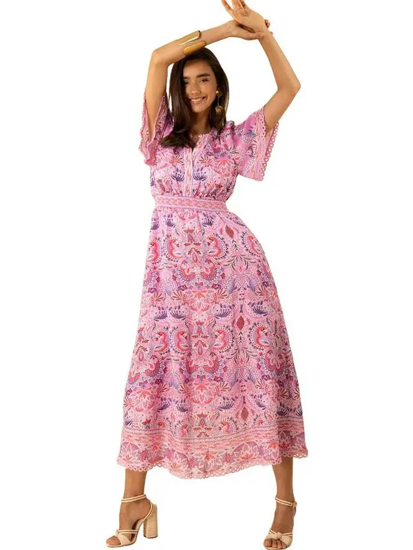 Hale Bob Katelyn Linen Maxi Dress - Pink