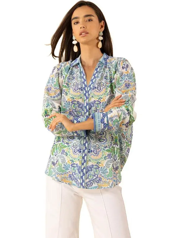 Hale Bob Waverly Silk Shirt - Blue