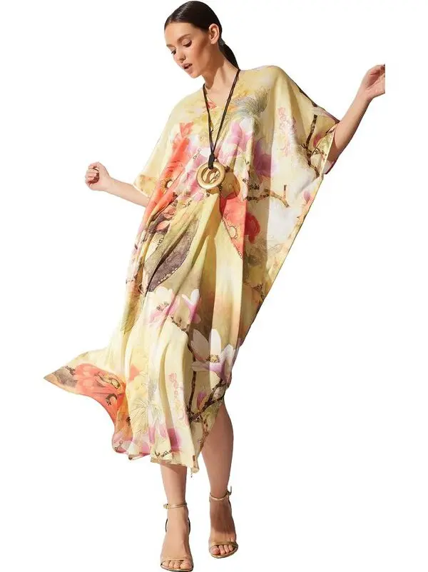 Natori Garden V-neck Caftan - Floral