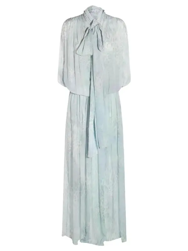 Blumarine Printed Chiffon Maxi Dress - Blue