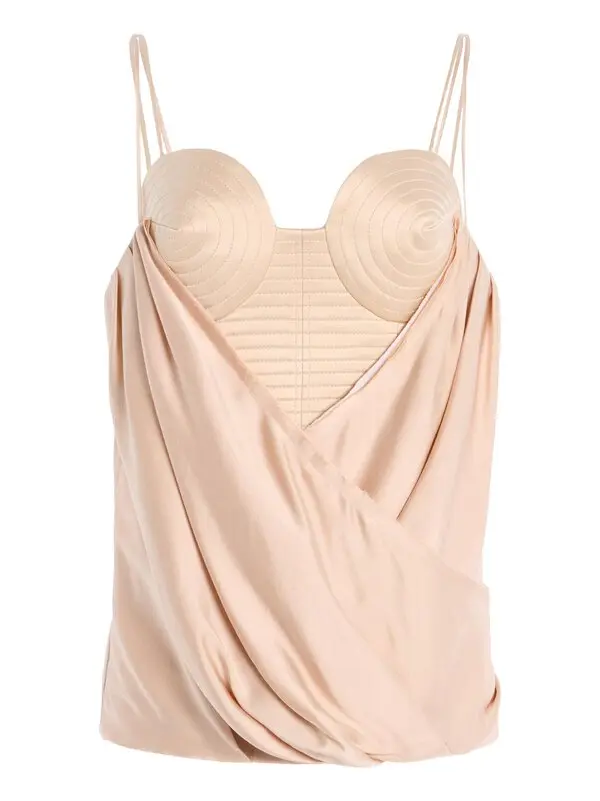 Balmain Draped Bustier Top - Neutral