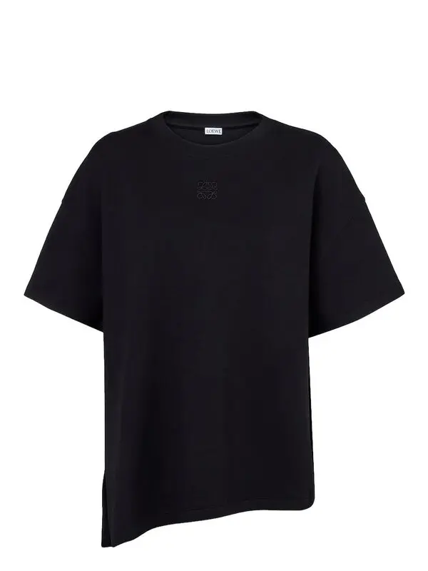 Loewe Asymmetric Cotton-blend T-shirt - Black