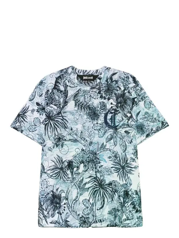 Just Cavalli Monogram Jungle-print T-shirt - Blue