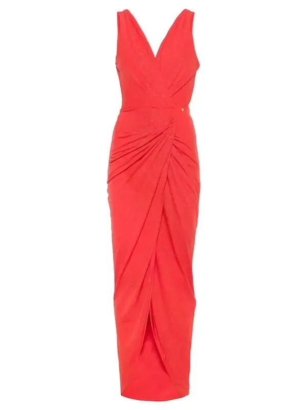 NISSA Glitter Maxi Dress - Red