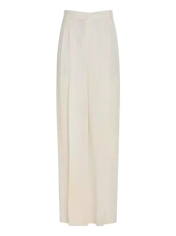 Brunello Cucinelli Linen Wide-leg Trousers - White