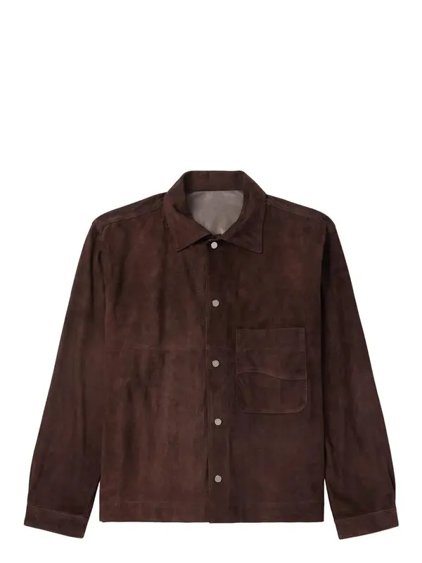 STOFFA Wave Suede Overshirt - Brown