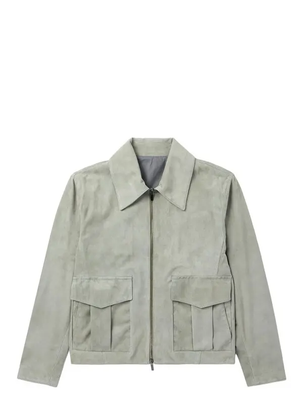 STOFFA Suede Bomber Jacket - Green