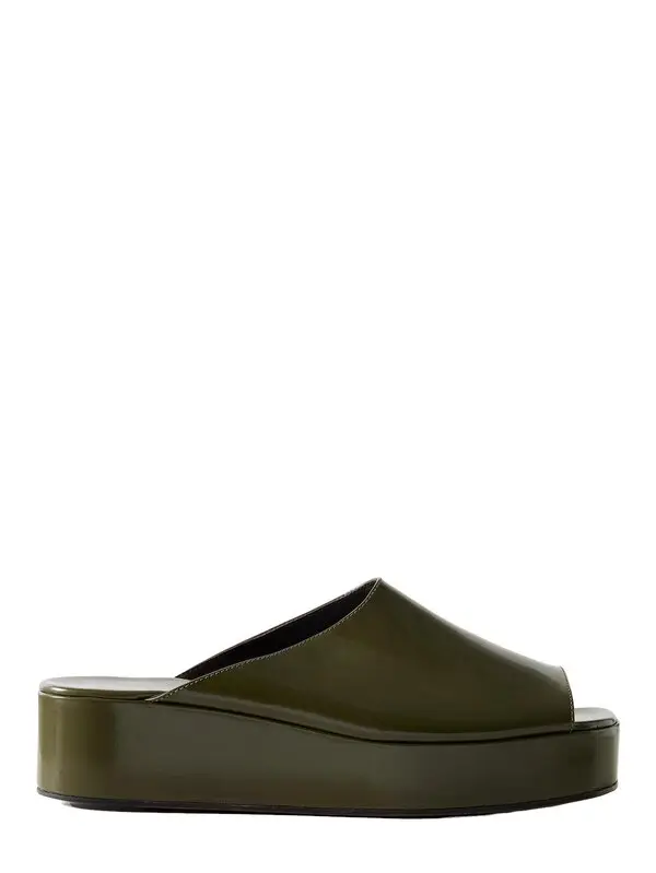 THE ROW Emi Glossed-leather Platform Slides - Green