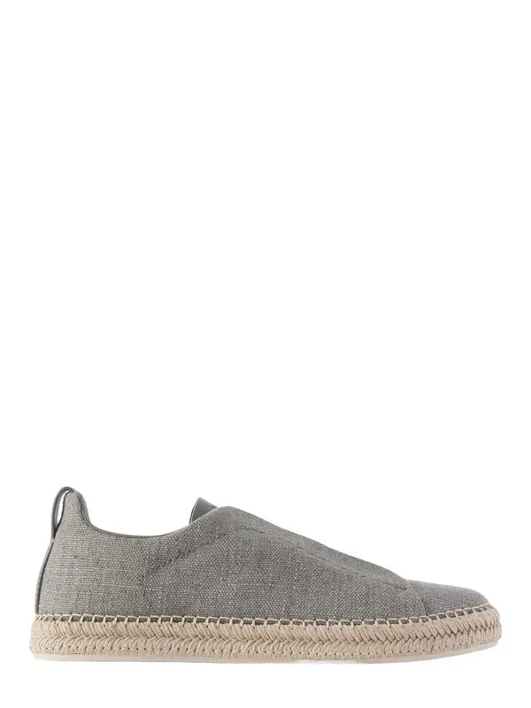 Zegna Triple Stitch™ Leather-trimmed Canvas Slip-on Sneakers - Gray