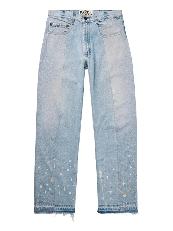 KARTIK RESEARCH Upcycled Embellished Panelled Jeans - Blue