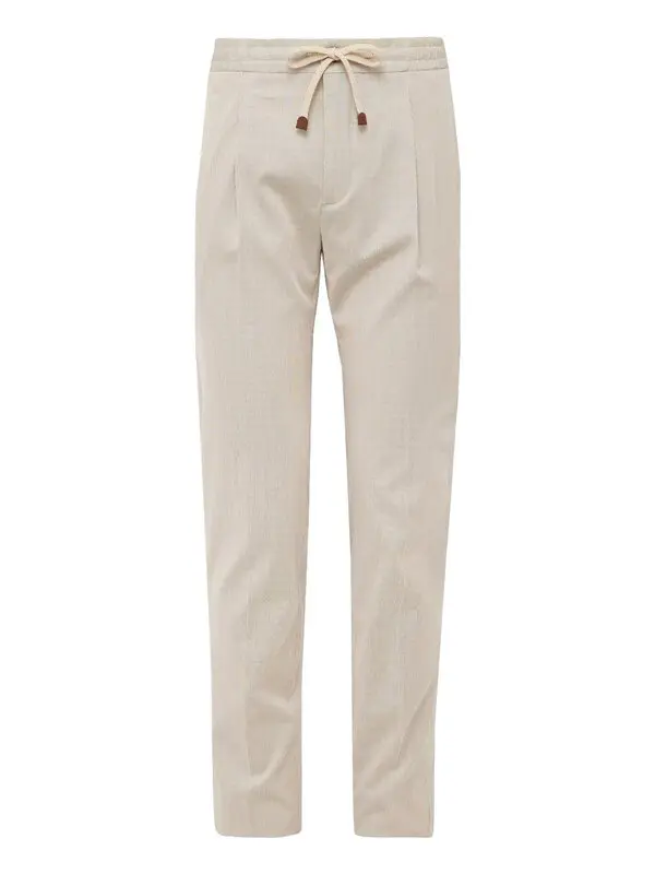 SLOWEAR Venezia 1951 Tapered Pleated Striped Trousers - Neutrals