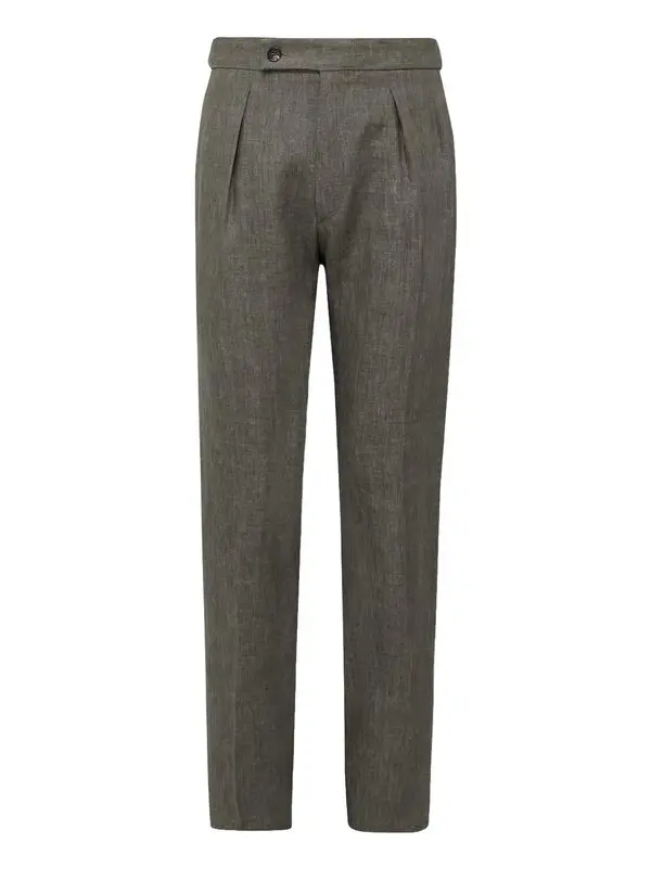 Incotex Venezia 1951 Slim-fit Tapered Pleated Linen Suit Trousers - Green