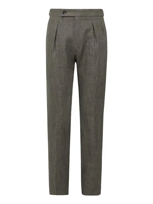SLOWEAR Venezia 1951 Slim-fit Tapered Pleated Linen Suit Trousers - Green