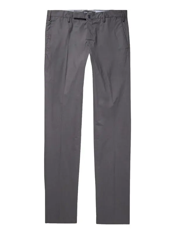 SLOWEAR Venezia 1951 Slim-fit Cotton-blend Poplin Trousers - Gray