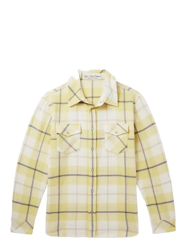 GOD'S TRUE CASHMERE Dreamer Checked Cashmere Shirt - Yellow