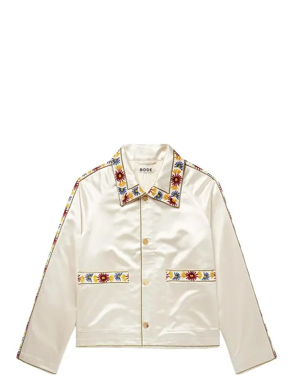 BODE Candyfloss Embroidered Satin Track Jacket - Neutrals