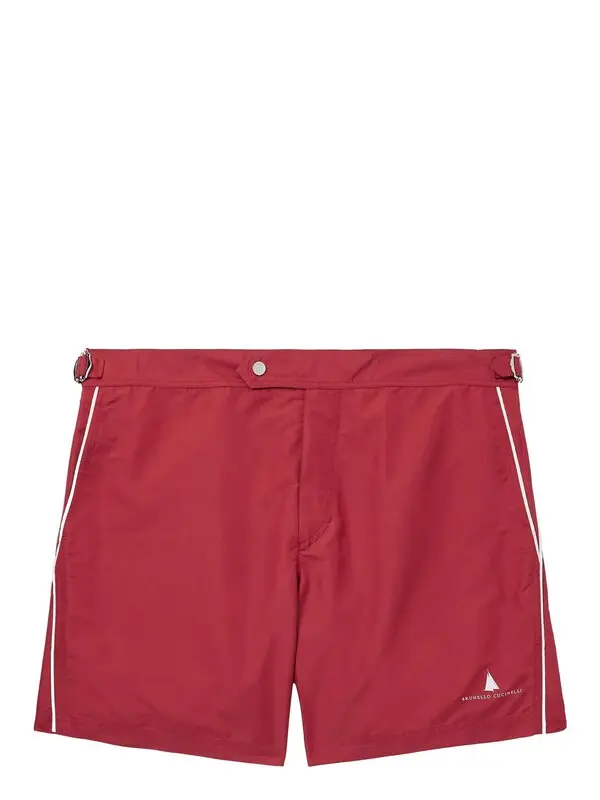 Brunello Cucinelli Straight-leg Mid-length Logo-print Swim Shorts - Red