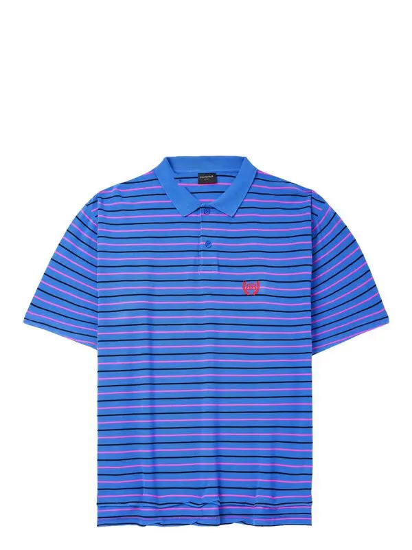 Balenciaga Oversized Striped Cotton-piqué Polo Shirt - Blue