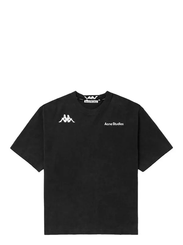 Acne Studios Kappa Webbing-trimmed Logo-embroidered Cotton-jersey T-shirt - Black