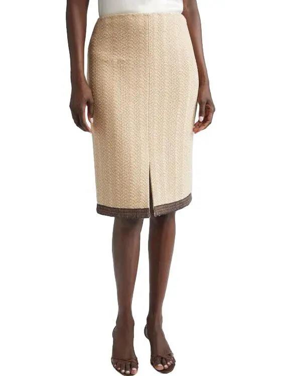 St. John Basket Texture Knit Skirt - Flax
