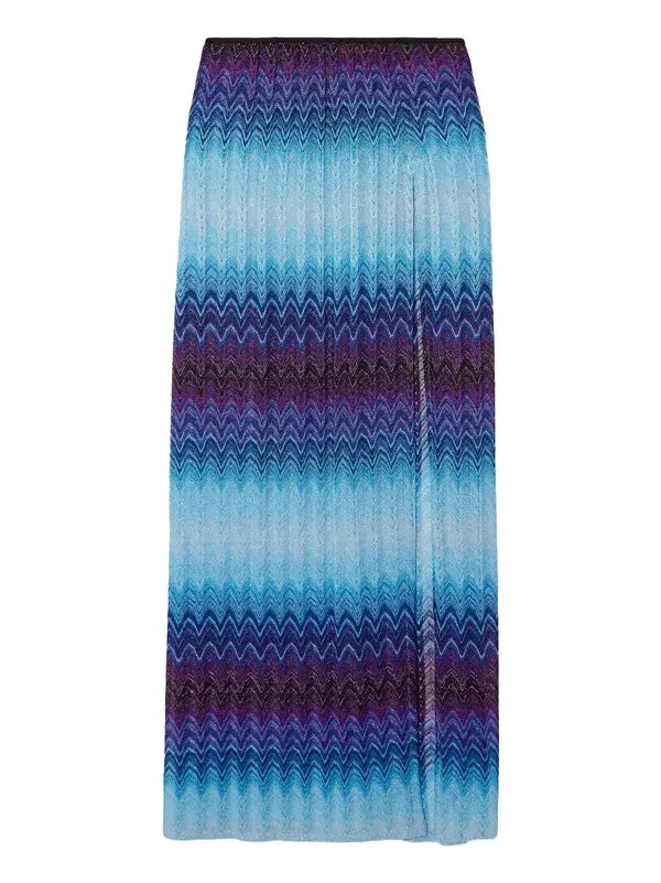 Missoni Ombré Metallic Crochet-knit Midi Skirt - Blue
