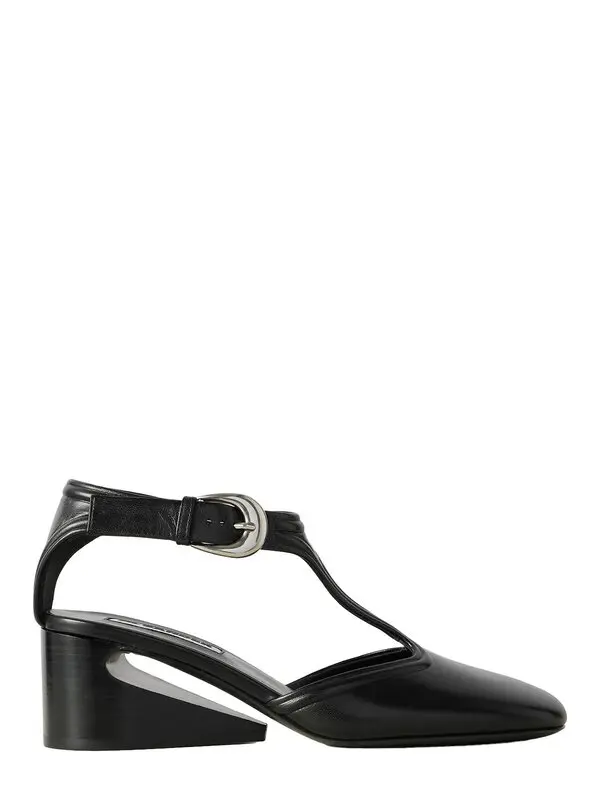 JIL SANDER Leather Mary Jane Pumps - Black